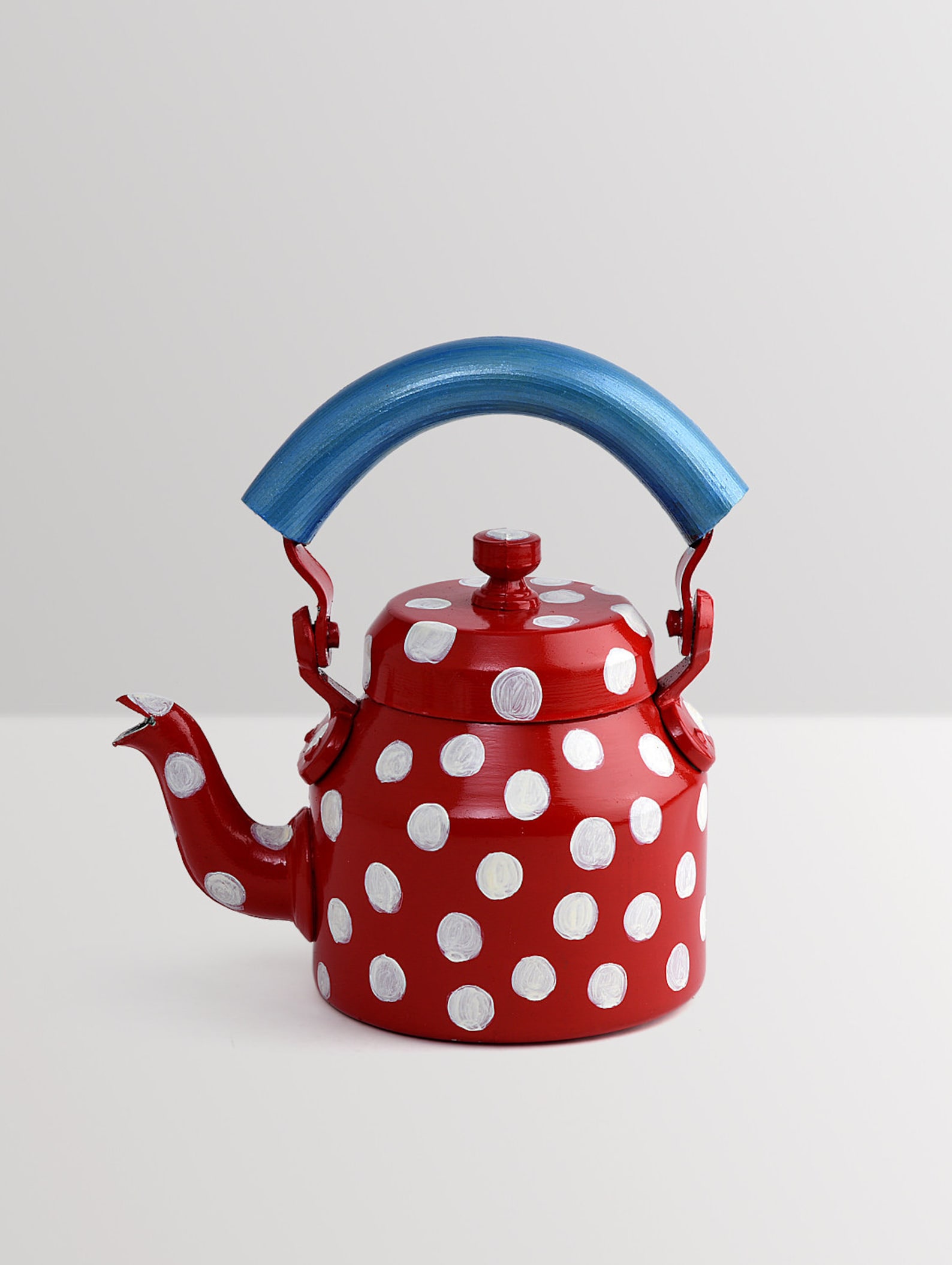 Kaushalam Hand Painted Polka Dot Tea Kettle: Red Tea Pot for Serving ...