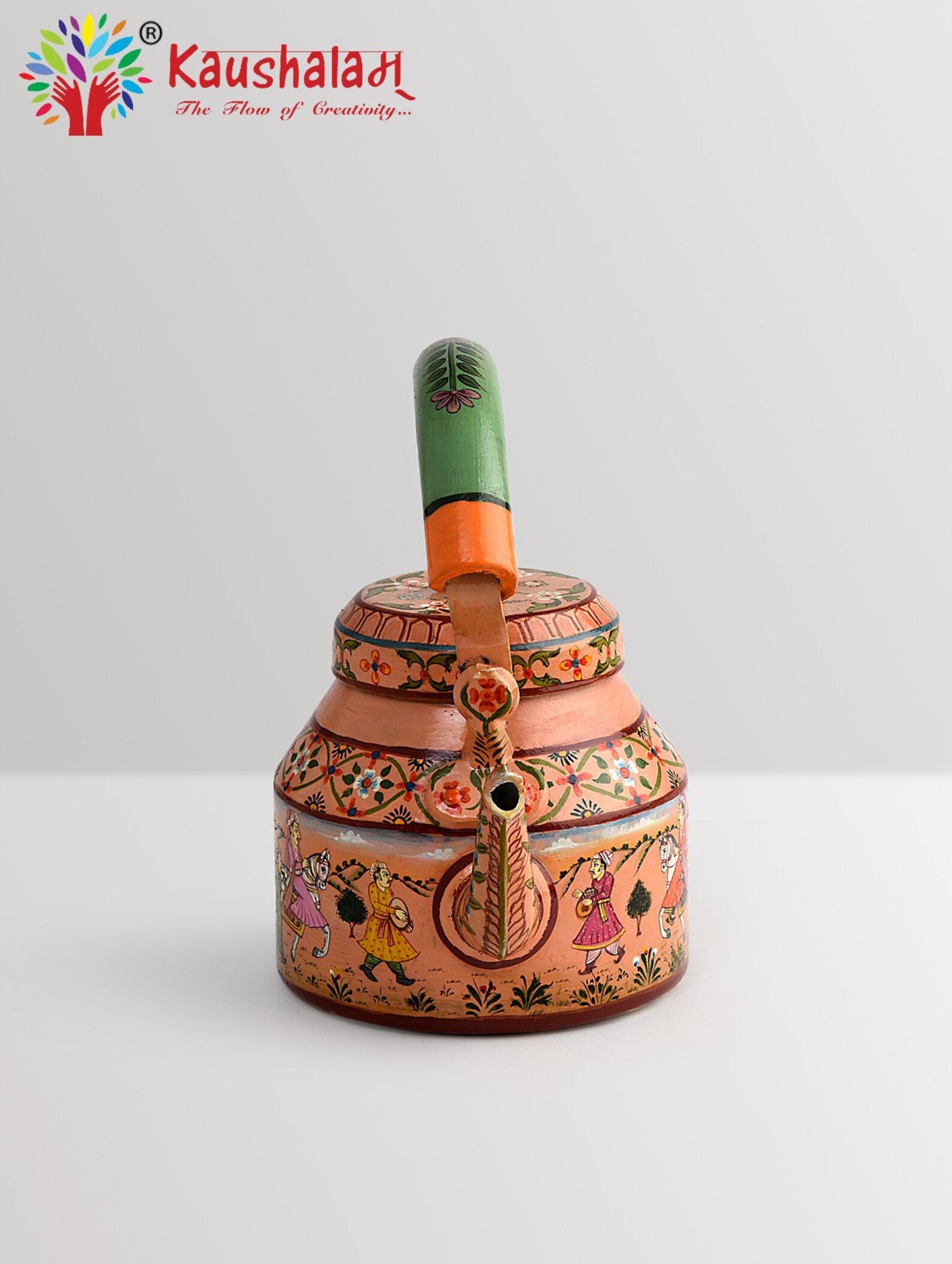 Hand Painted Tea Kettle: Indian Wedding Procession, Festive Pink - Etsy