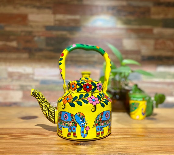 Indian Tea Pot Hand Painted Tea Kettle Blue Elephant - Etsy India
