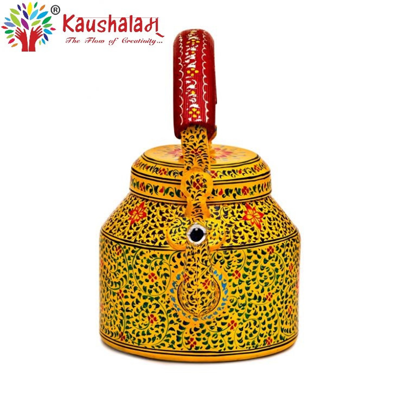 Indian Kettle Hand Painted Tea Kettle : sunshine | Etsy