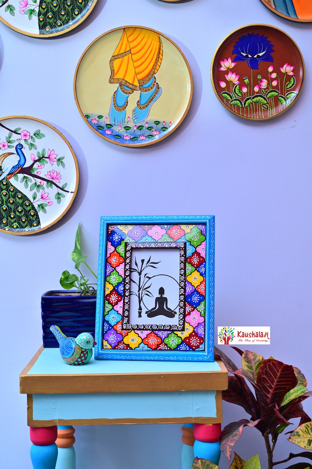 Hand Painted Photo Frame, Mango Wood Picture Frame, Indian Art Pattern ...