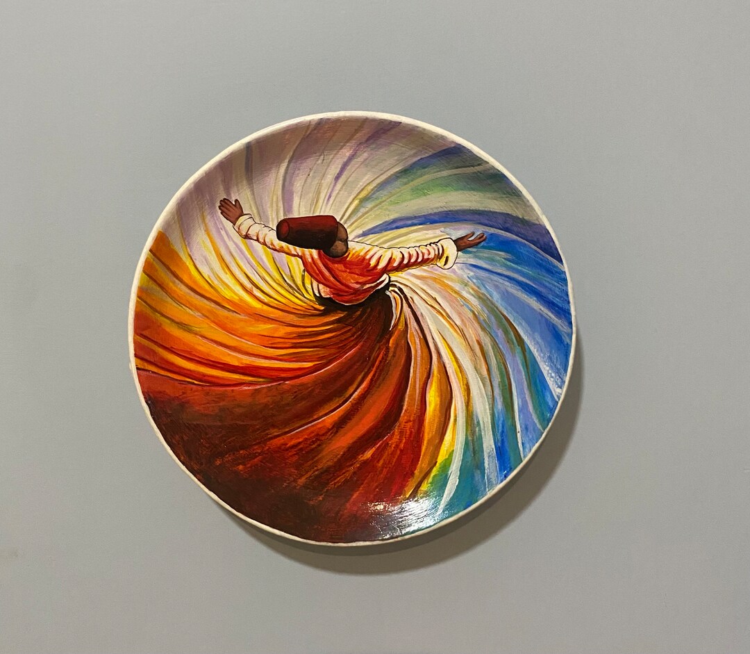 Hand Painted Wall Decor Plate | Sufi Whirling Dervish | Mango Wood ...