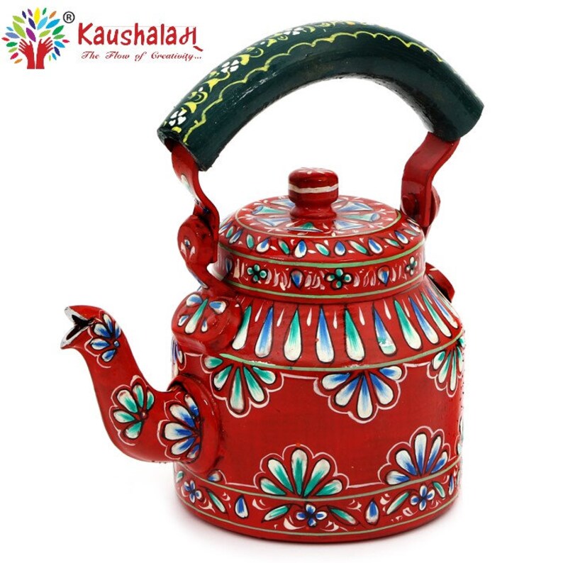 Hand Painted Tea Kettle: Mughal Art, Ethnic Indian Decor - Etsy