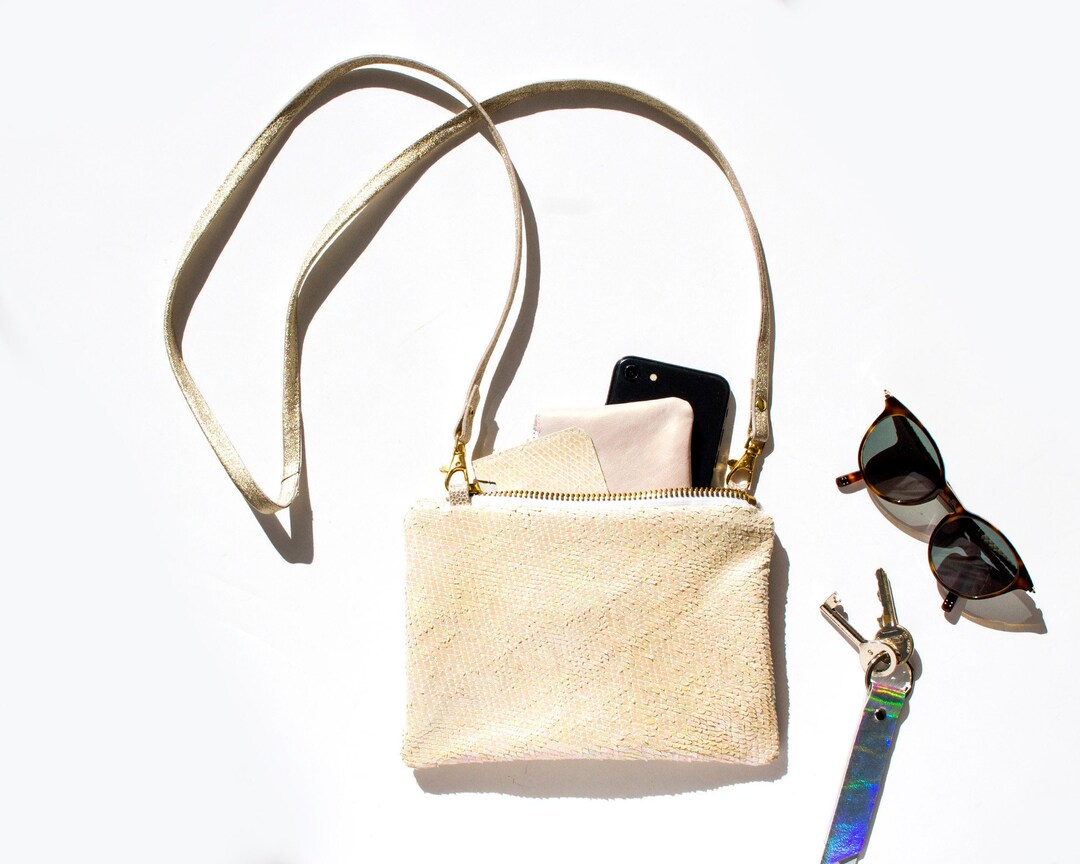 Champagne Gold Leather Purse, Pastel Beige Bridal Clutch, Small Gold ...