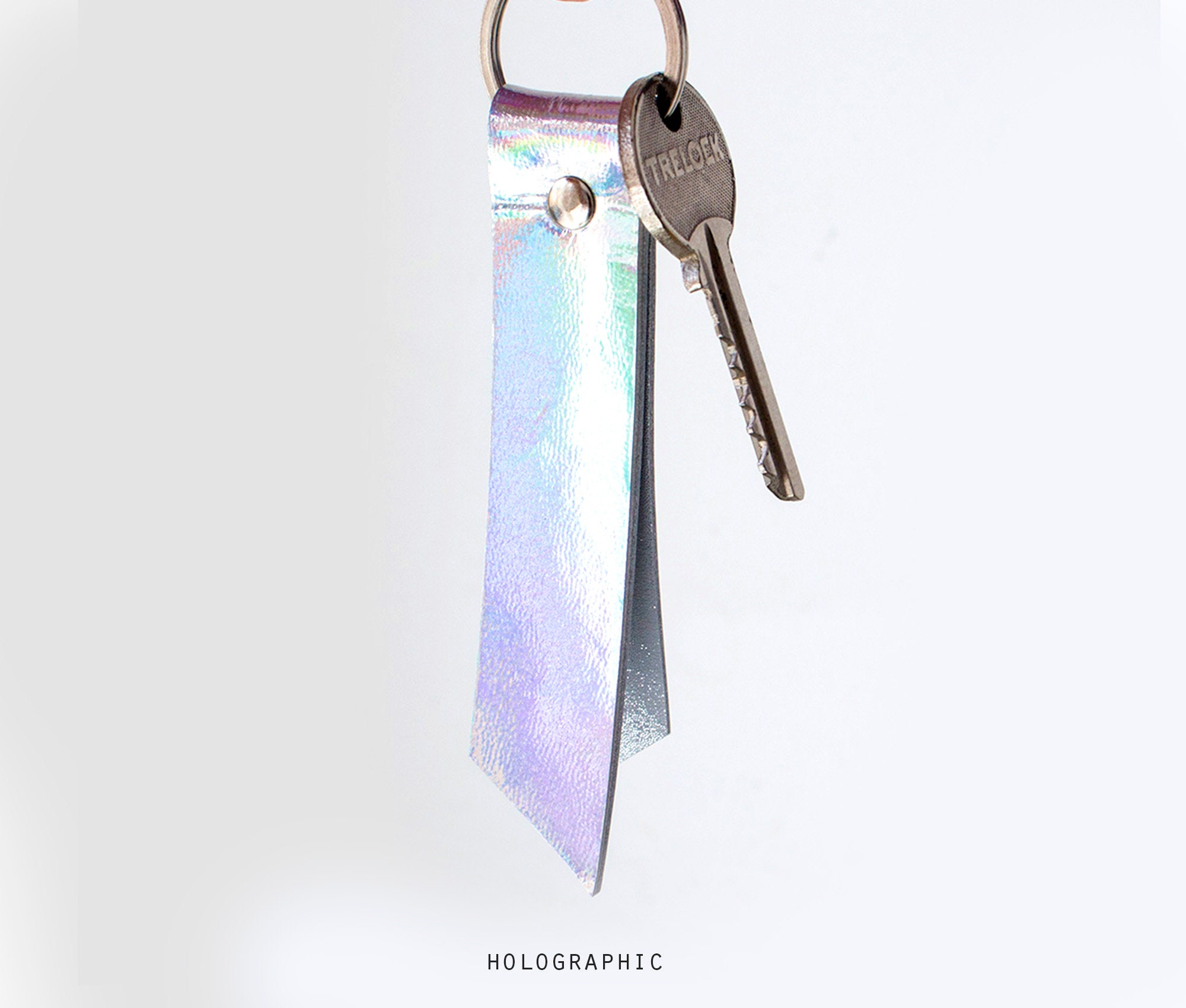 Holographic Leather Keyring Hologram Key Fob Silver Leather - Etsy Norway