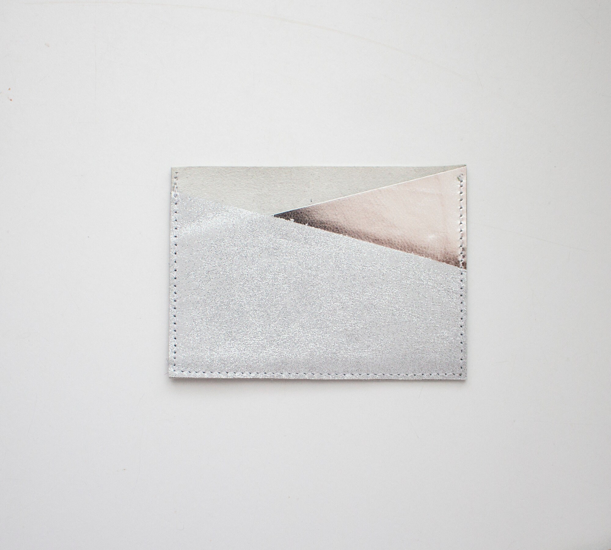 Silver Leather Card Wallet, Silver Leather ID Wallet, Business Card ...