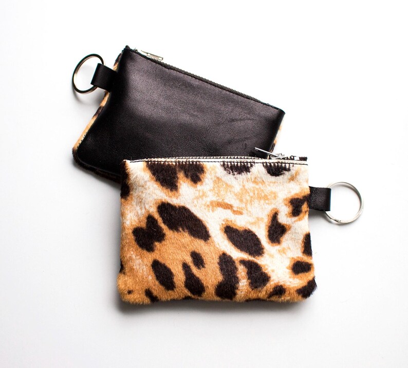 Leopard Keyring Pouch, Tiny Fur Coin Purse, Leopard Coin Purse, Small ...