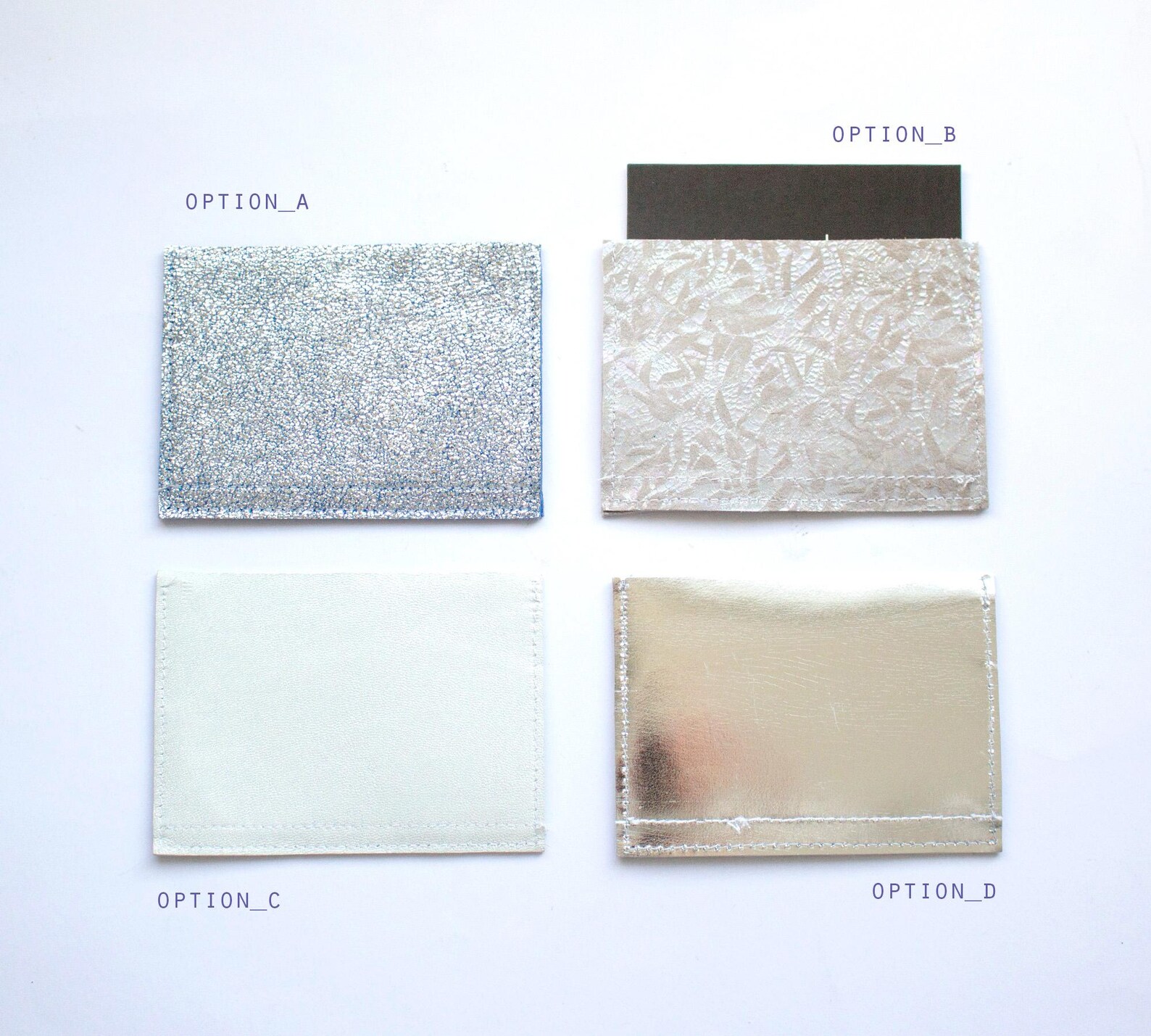 Silver Leather Card Wallet, Silver Leather ID Wallet, Business Card ...
