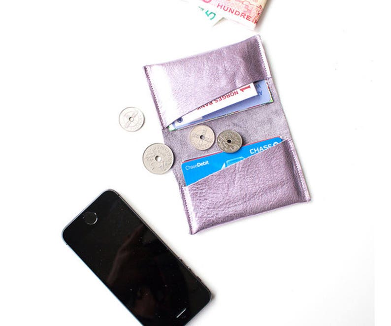 Mini Leather Card Wallet Snake ID Wallet Pink Business Card | Etsy