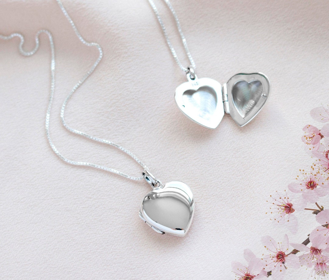 Small Silver Heart Locket, Silver Photo Heart Locket, Silver Sweet ...