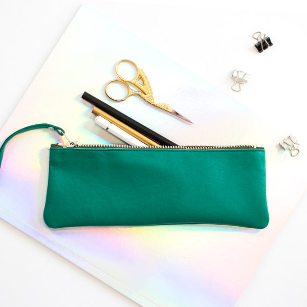 Leather Flat Pencil Case - Etsy