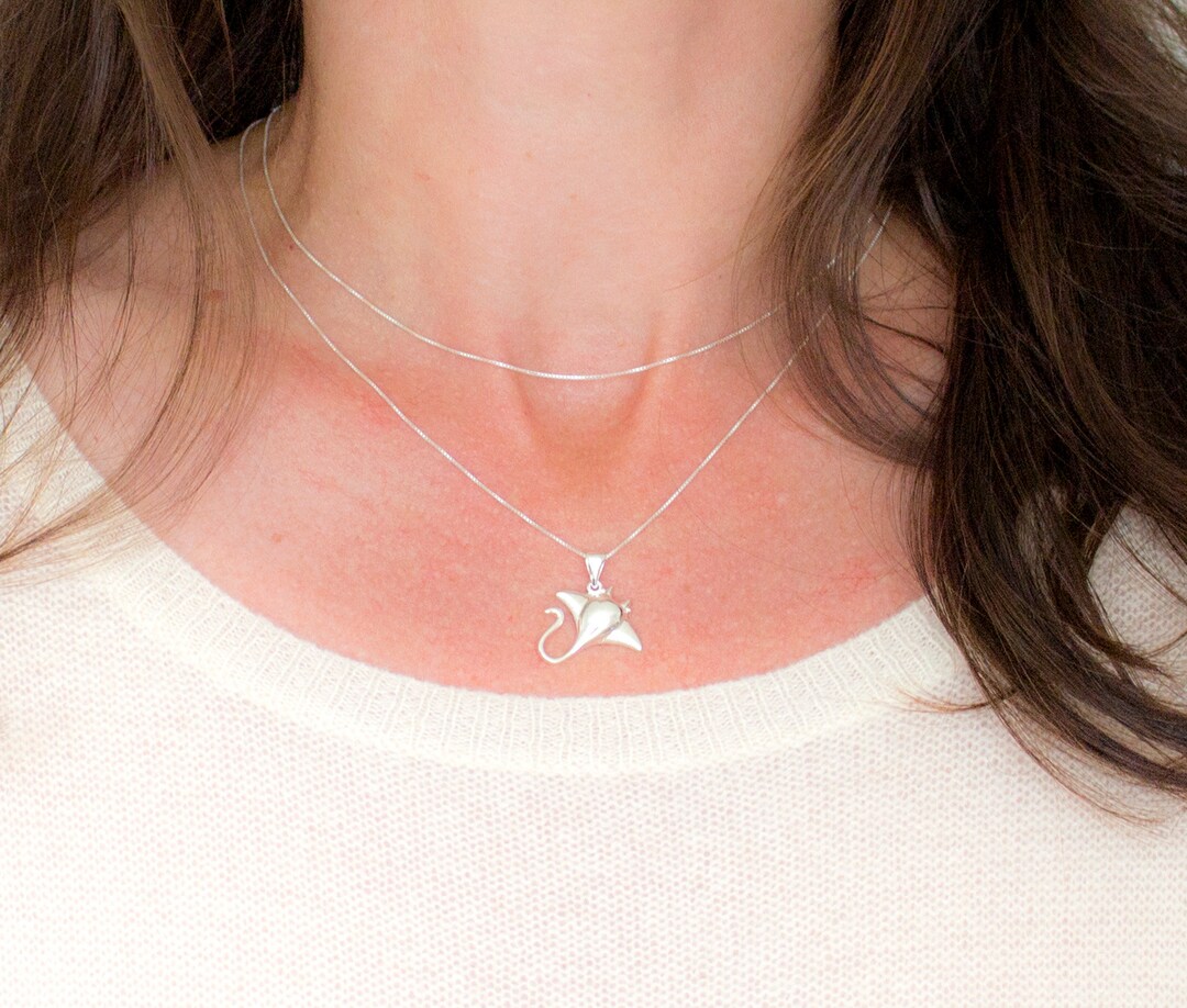 Silver Stingray Pendant Necklace, 925 Silver Manta Ray NECKLACE ...
