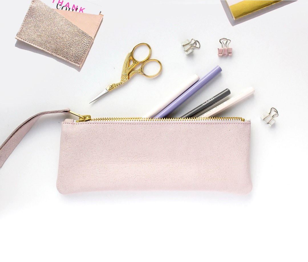Pastel Pink Leather Pencil Case Pastel Pen Pouch Back to - Etsy