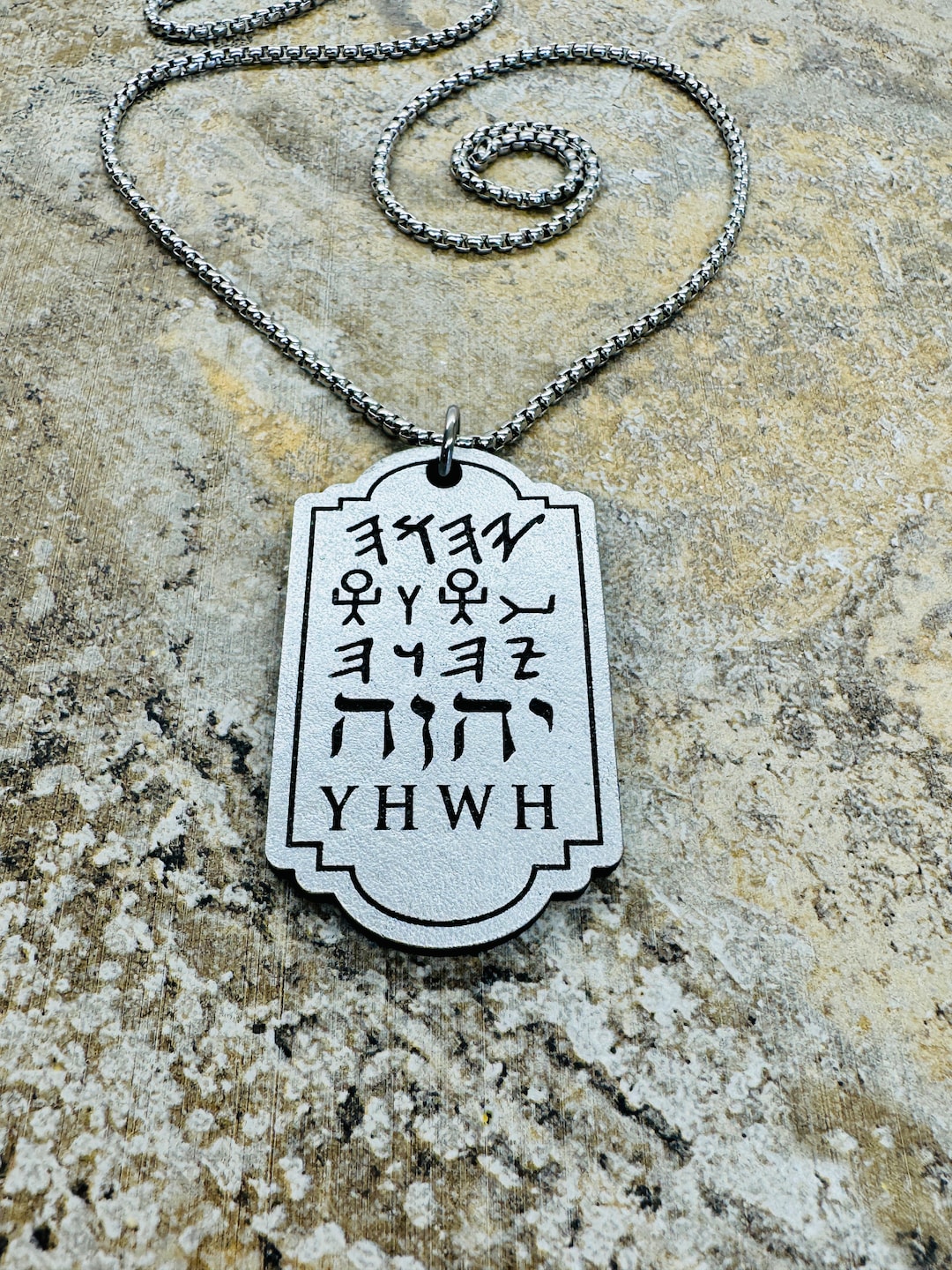 YHWH Necklace, Paleo Hebrew, Modern Hebrew, Phoenician, English ...