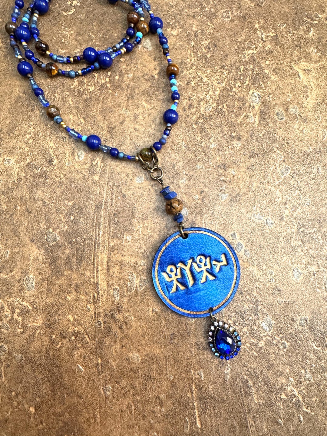 Paleo Picto HEBREW Necklace Leather and Bead- Behold Nail Behold Hand ...
