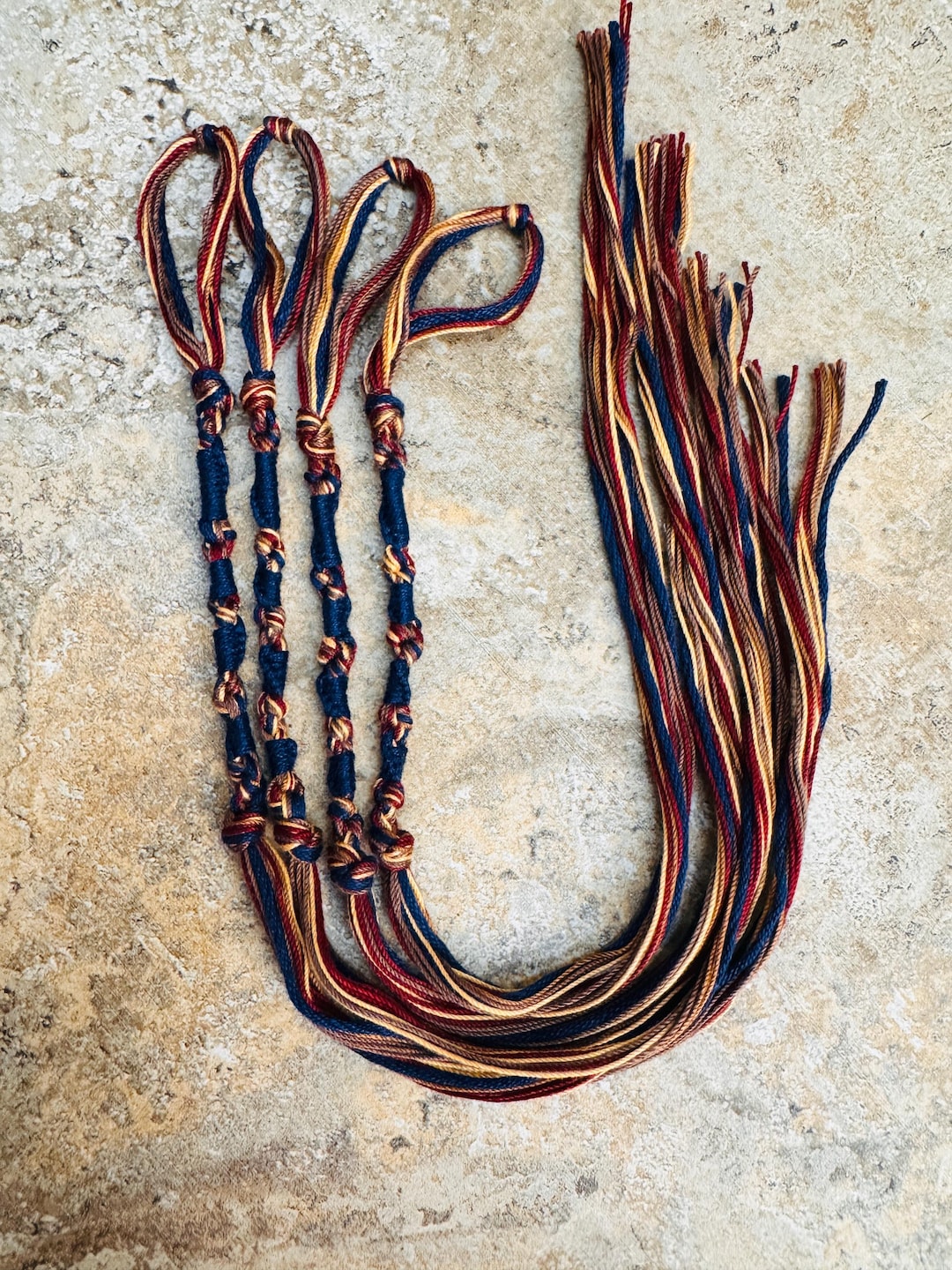 Tzitzits 4pc Set - Brown, Light Gold, Deep Red, Navy YHWH (10-5-6-5 ...