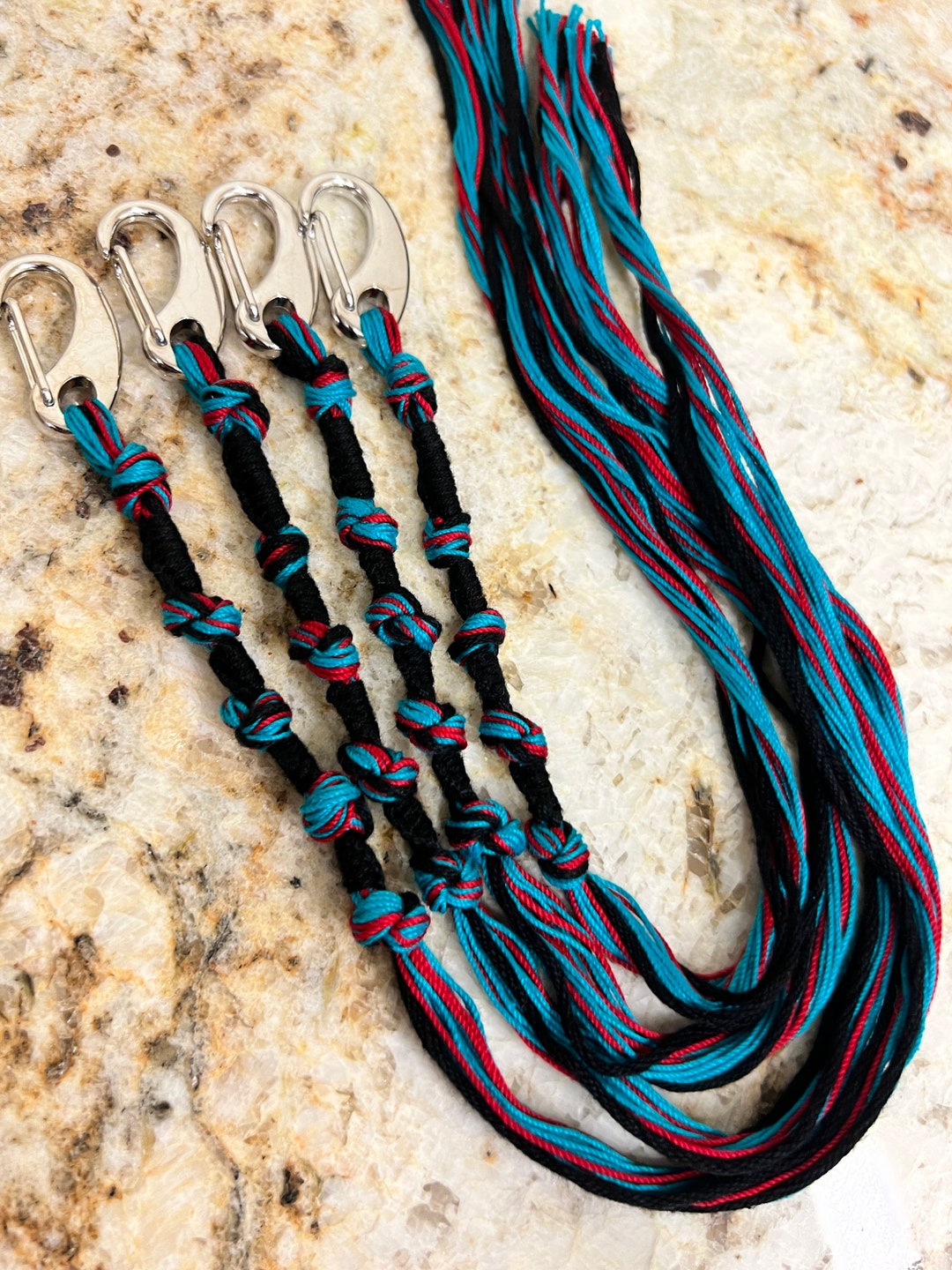 Tzitzits With Clips, Dark Teal, Red, Black Tzitzit With Clips, Set of 4 ...