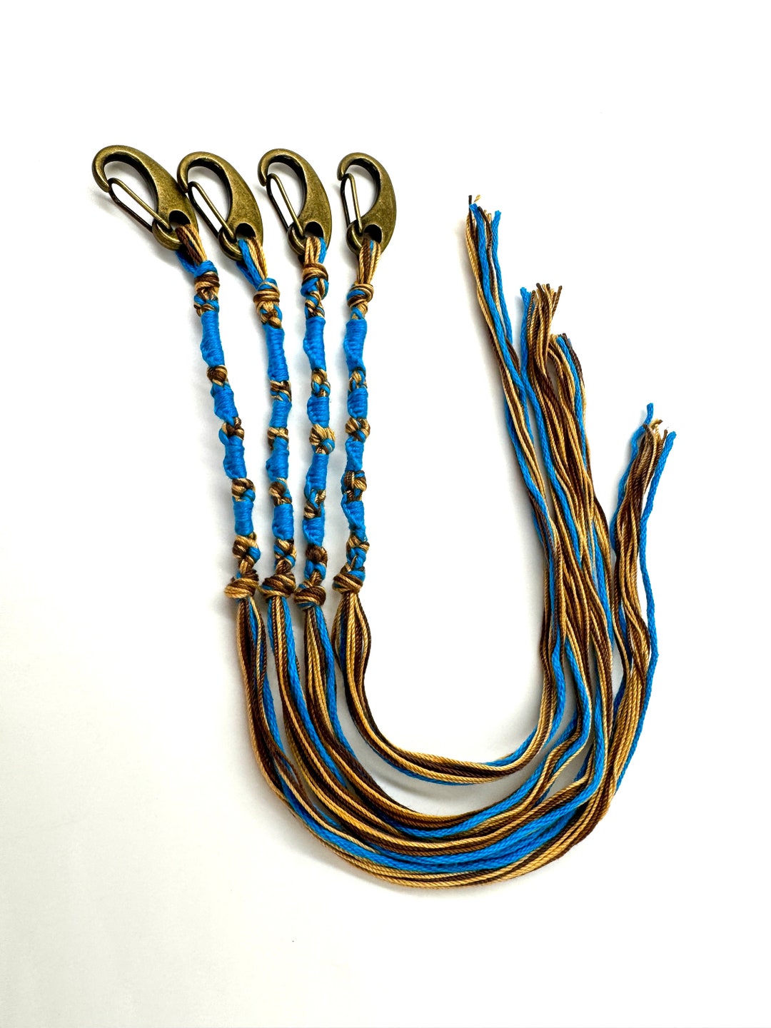 Tzitzits With Clips, Warm Cream, Brown, With Ocean Blue Tzitzit With ...