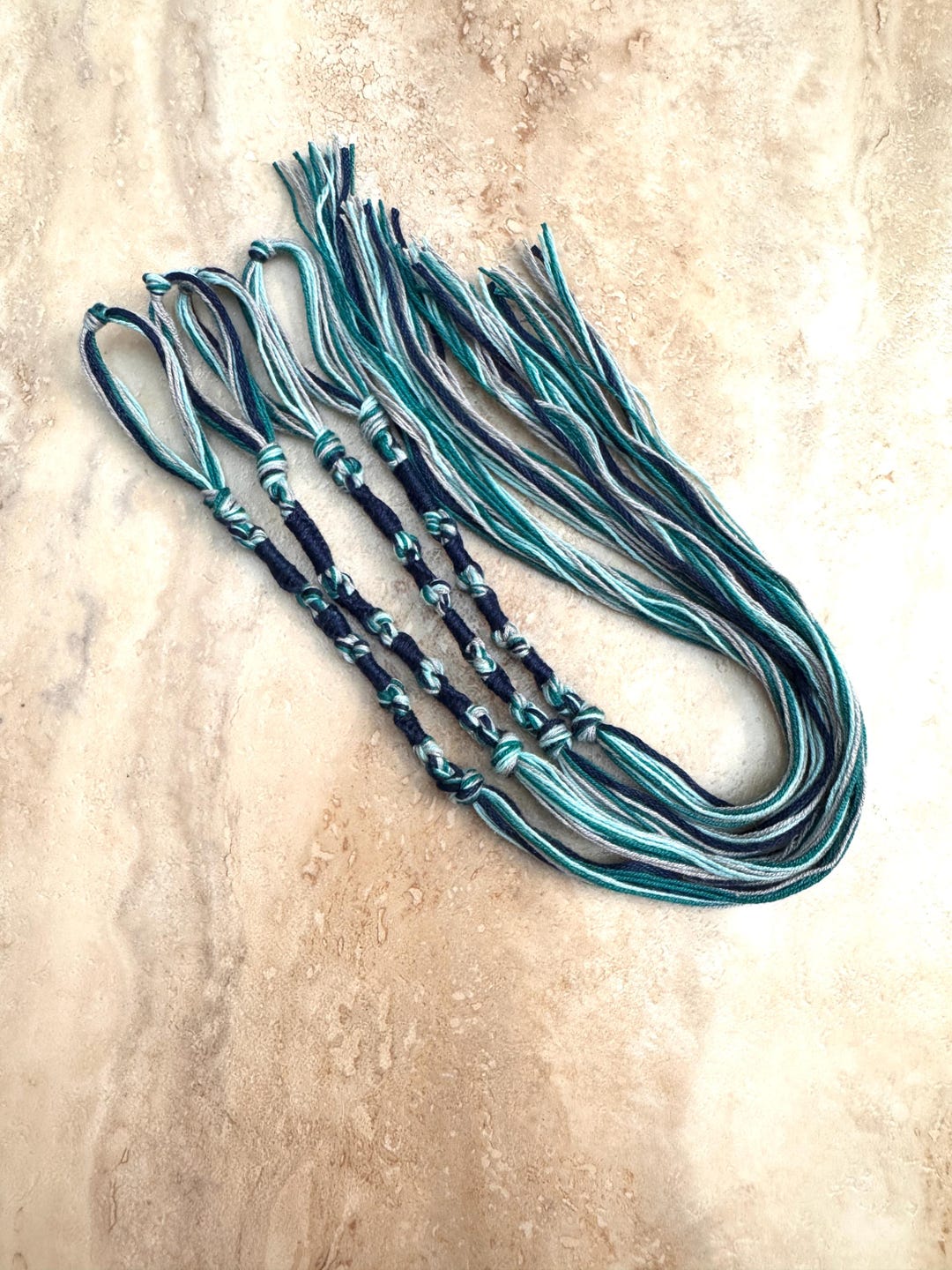 Tzitzit Set of 4, Teal and Gray, With Navy Blue Tzitzits YHWH (10-5-6-5 ...