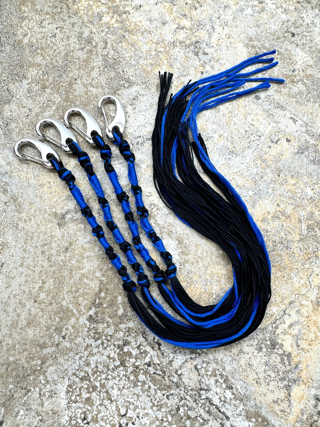 TZITZIT Set of 4 W/clips Traditional Black W Blue Messianic Tzitzits ...