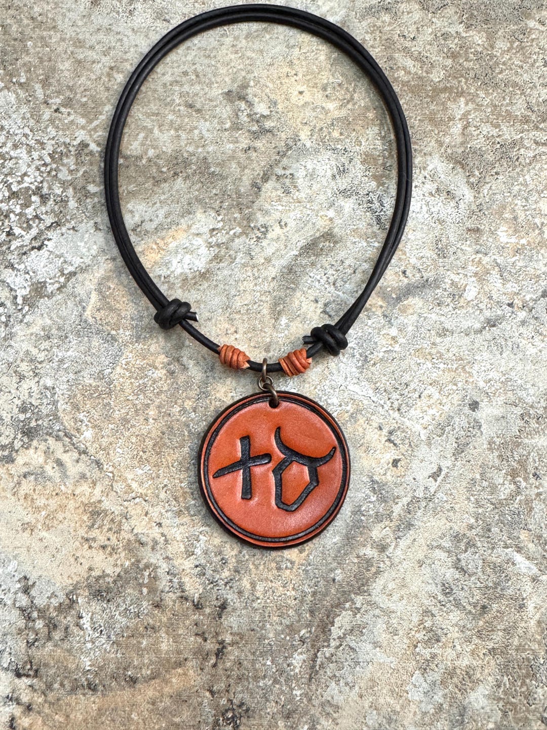 Aleph Tav Necklace, Leather Paleo Hebrew Alpha Omega Leather Necklace ...