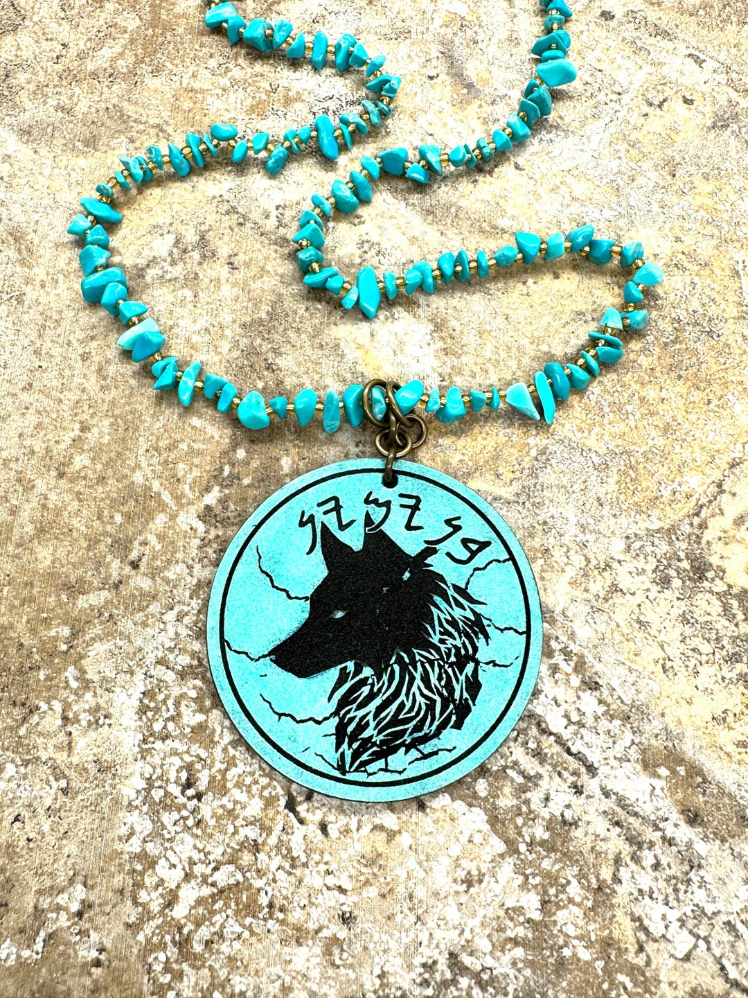 TRIBE OF BENJAMIN Medallion 3 Inch Leather Pendant, Real Stone Necklace ...