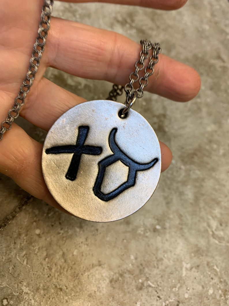 Aleph Tav in PALEO HEBREW Alpha Omega Leather and Chains | Etsy