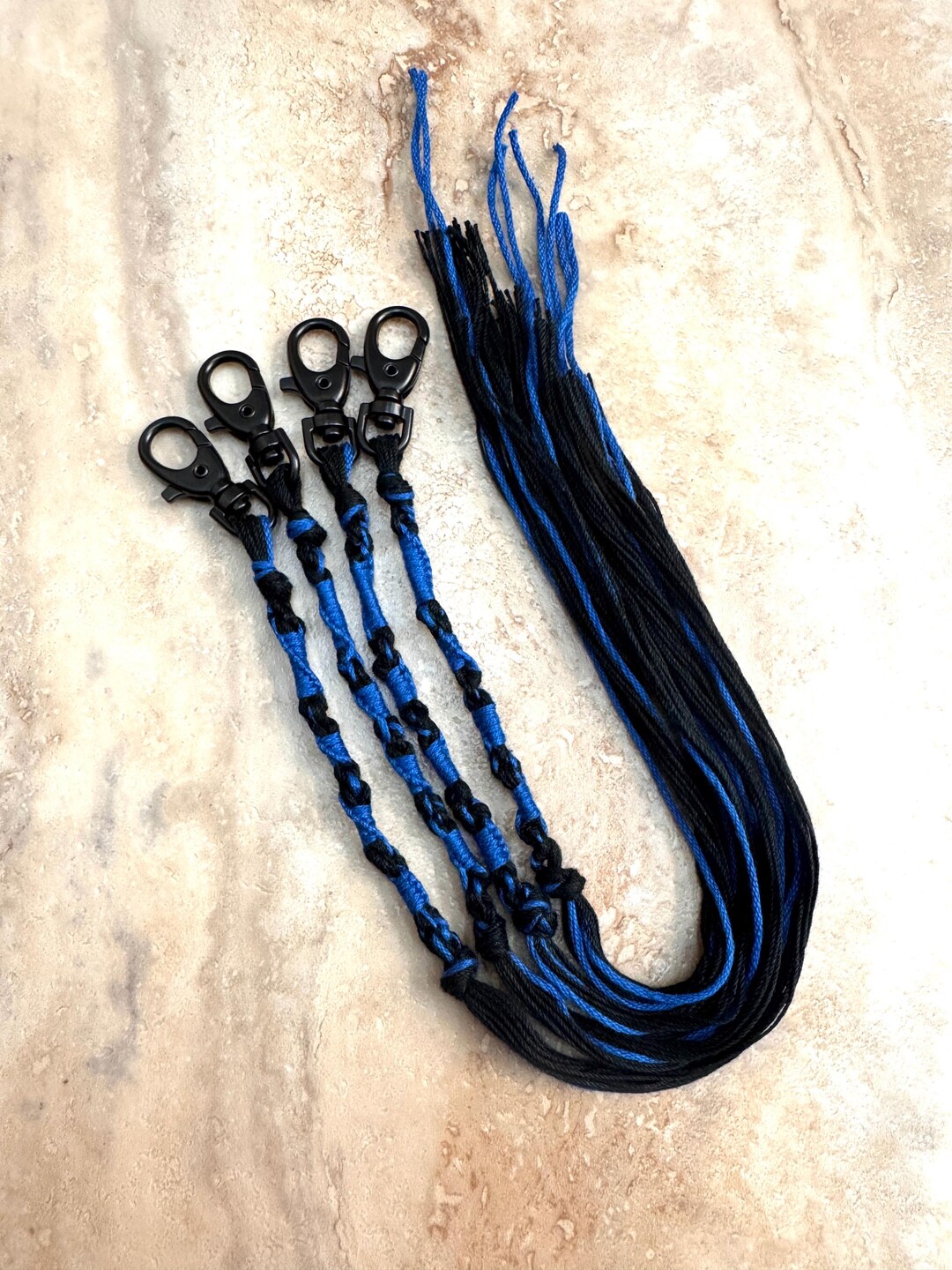 TZITZIT Set of 4 W/clips Traditional Black W Blue Messianic Tzitzits ...