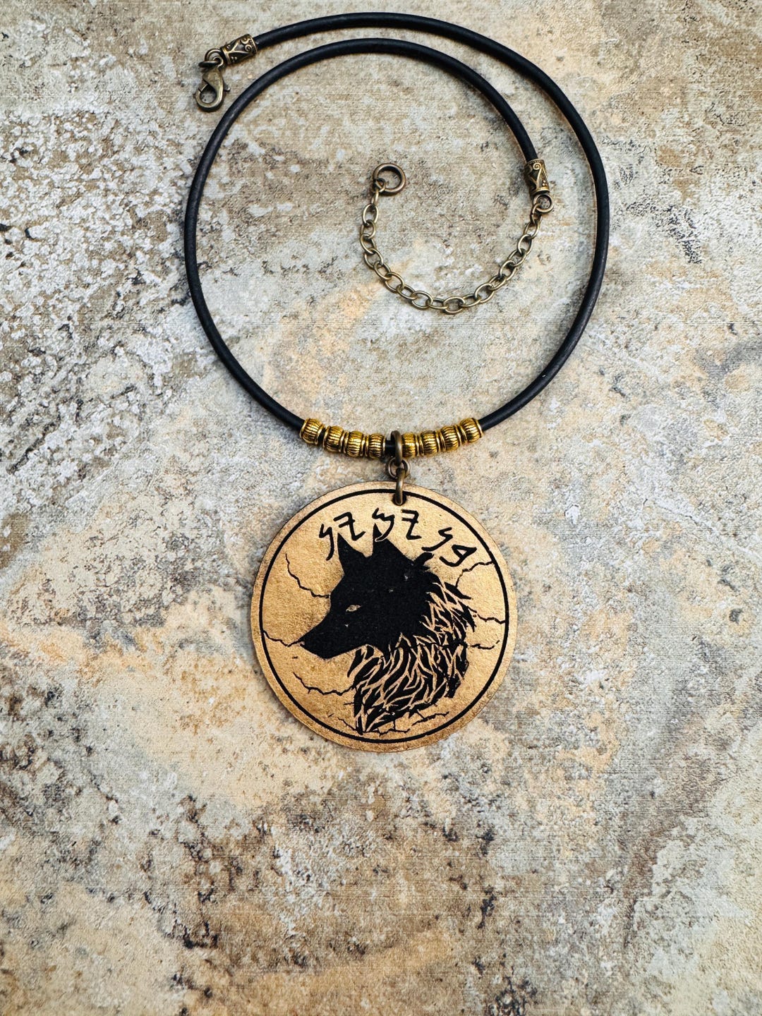 TRIBE of Israel Necklace BENJAMIN in Paleo Hebrew Tooled, 2 3/8 Leather Pendant Dyed and Painted ...