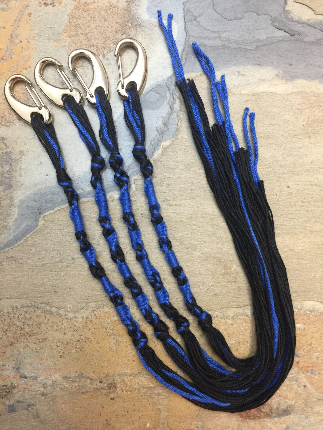 TZITZIT Set of 4 W/clips Traditional Black W Blue Messianic Tzitzits ...
