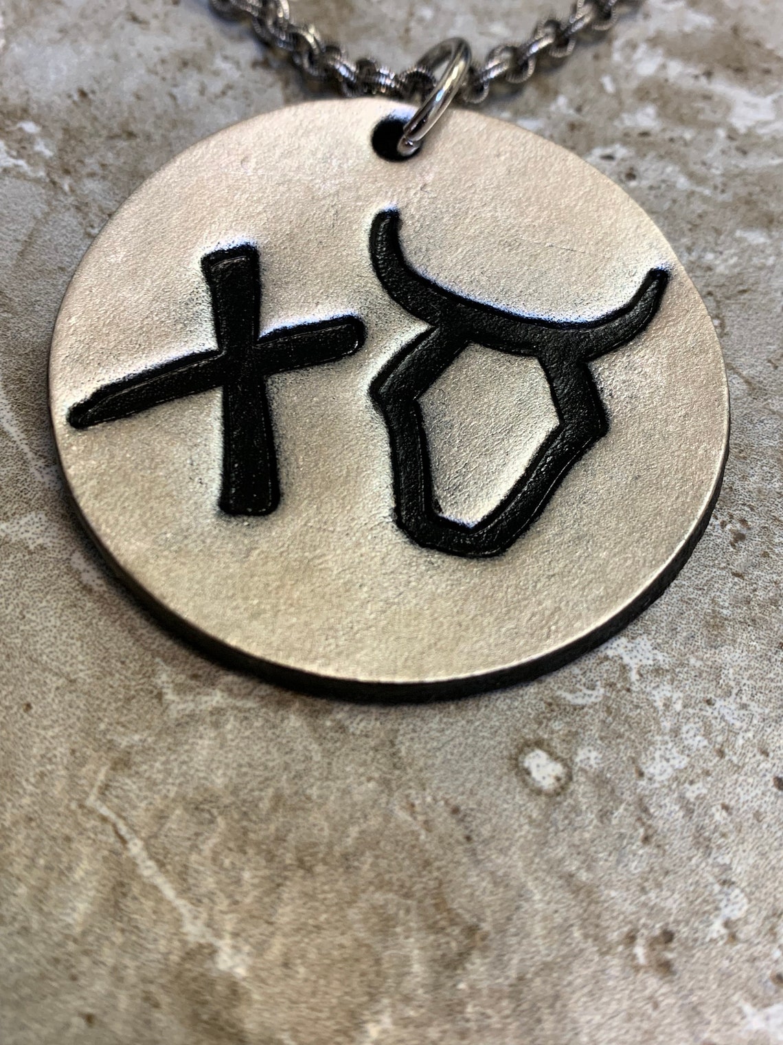 Aleph Tav in PALEO HEBREW Alpha Omega Leather and Chains | Etsy