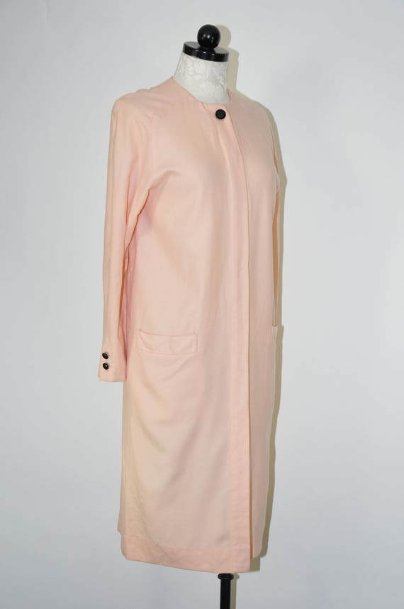 80s peach minimalist dress / 1980s pale pink shirtdre… - Gem