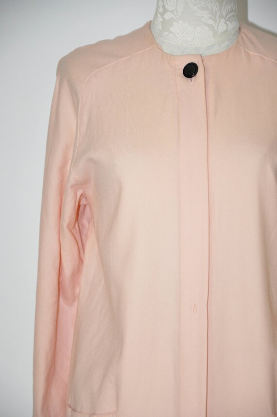 80s peach minimalist dress / 1980s pale pink shirtdre… - Gem