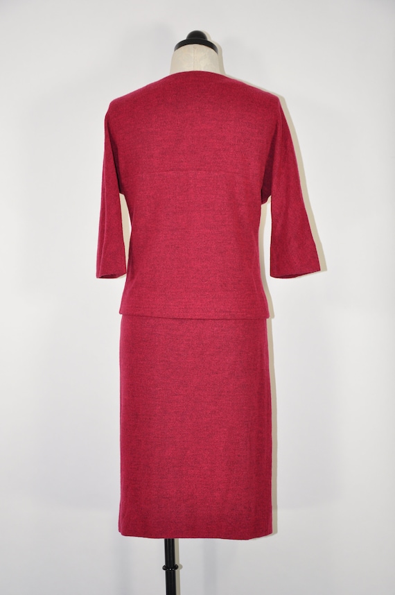 50s raspberry pink wool suit / magenta pencil skirt s… - Gem