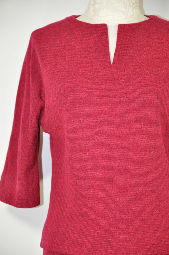 50s raspberry pink wool suit / magenta pencil skirt s… - Gem