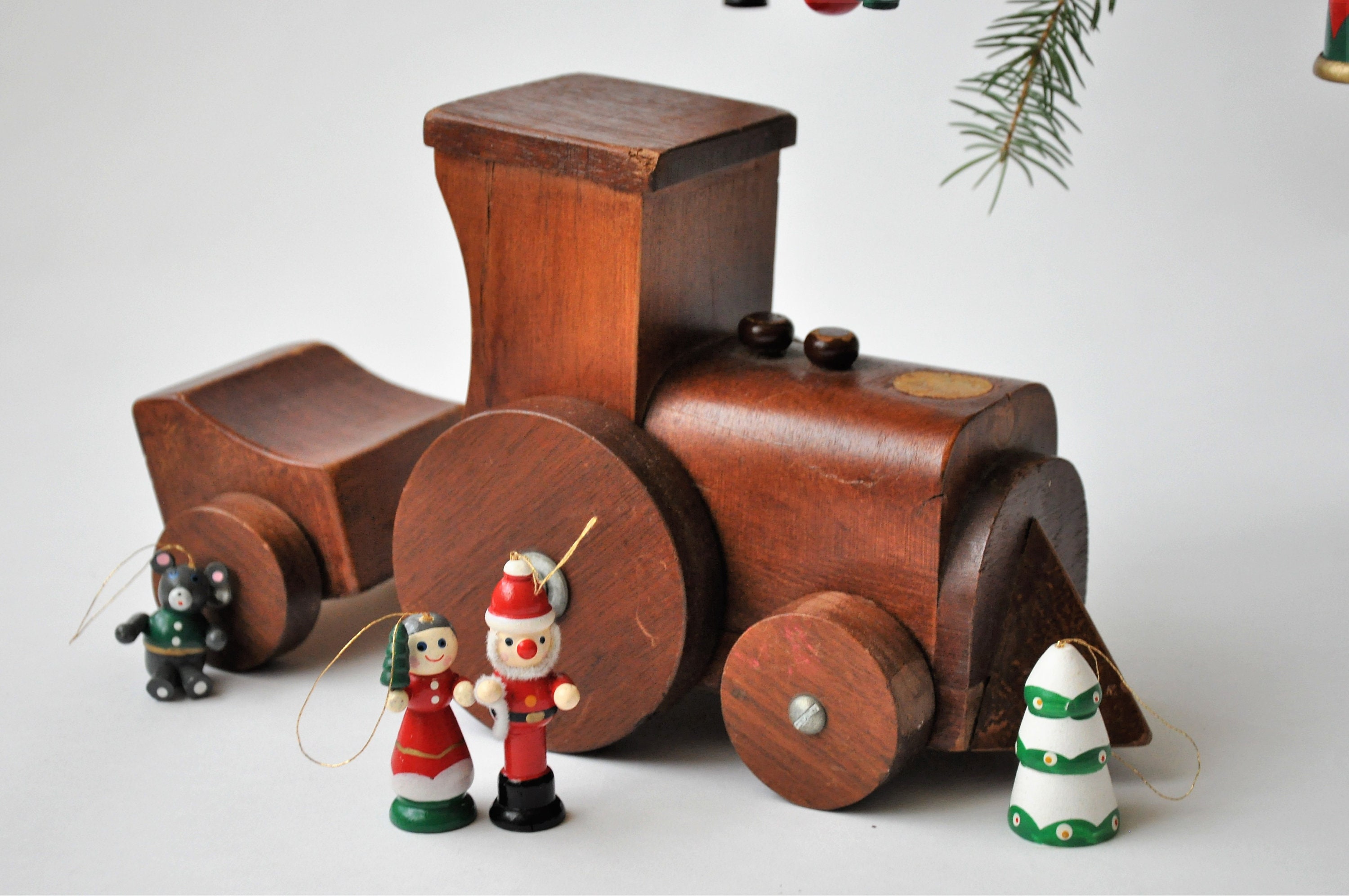 70s wooden train toy 1970s model locomotive vintage wood steam engine ...