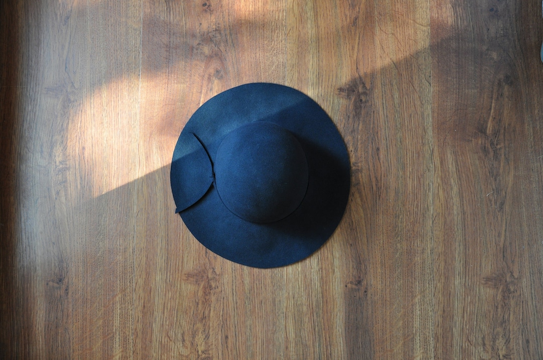 80s Black Floppy Fedora Wool Felt Hat / 1980s Vintage Wide Brim Bowl ...