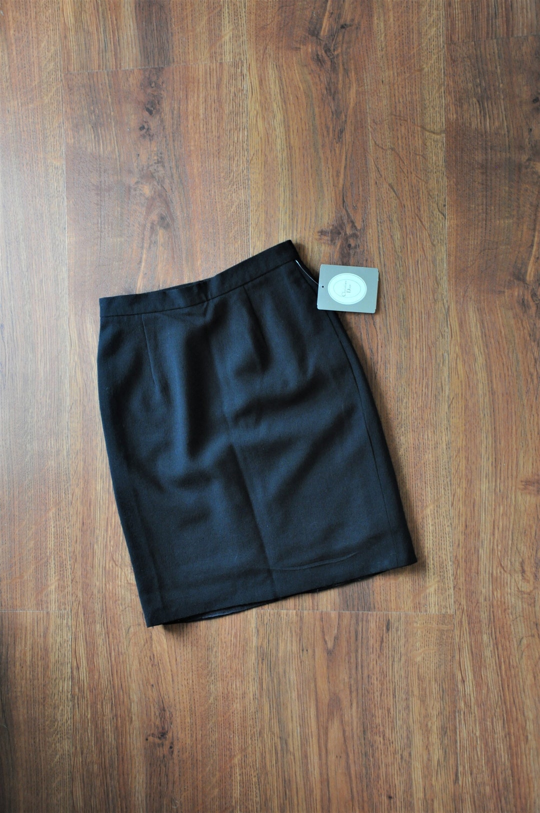 90s Black Wool Pencil Skirt / Minimalist Worsted Wool Skirt / Vintage ...