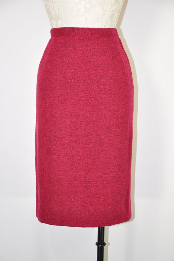 50s raspberry pink wool suit / magenta pencil skirt s… - Gem