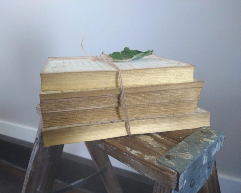 Vintage Book Decor, Stack of Old Books, Unbound Books, Distressed Books ...