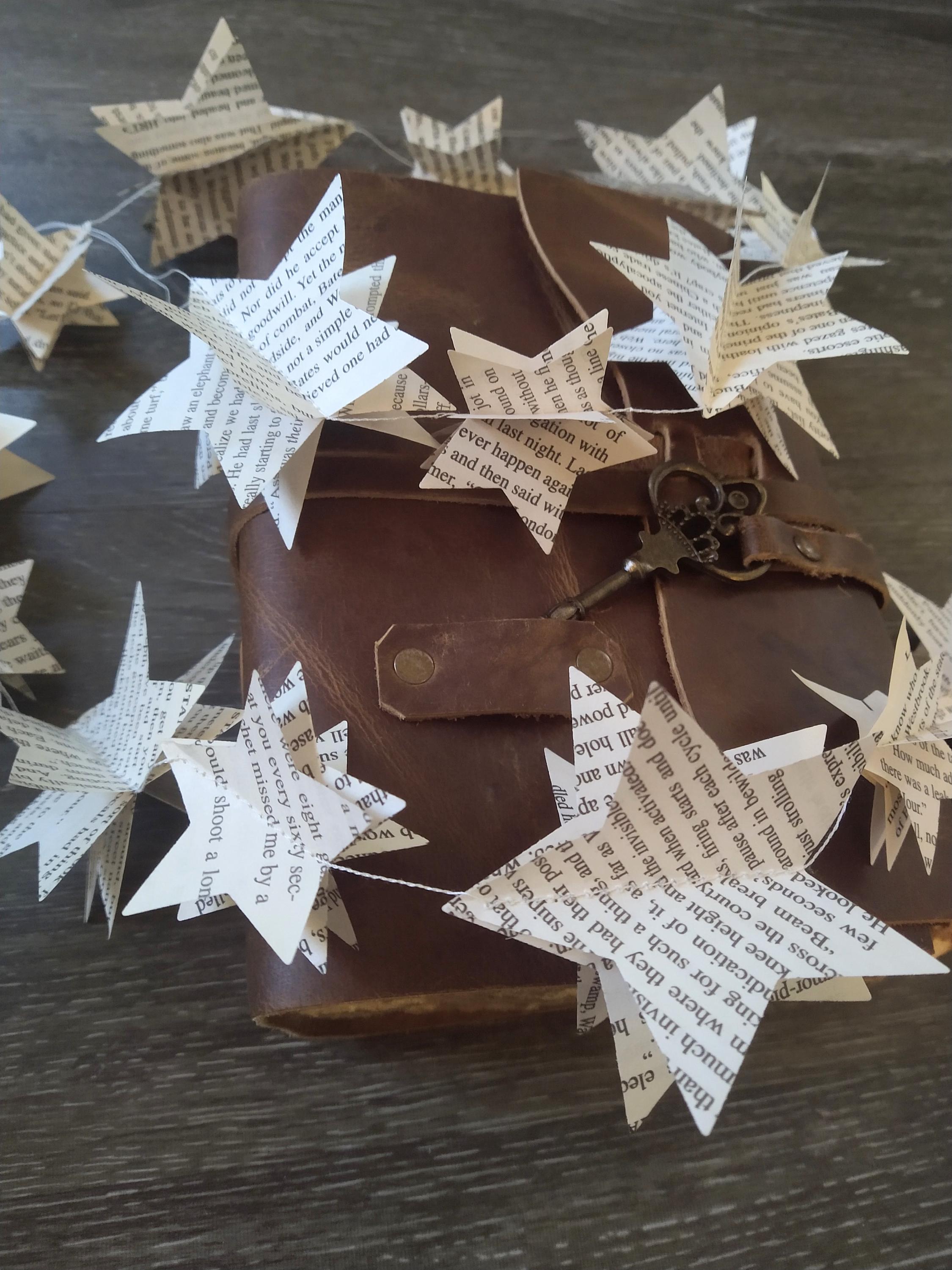 Vintage Book Page Star Garland, Baby Shower, Book Themed Party Decor ...