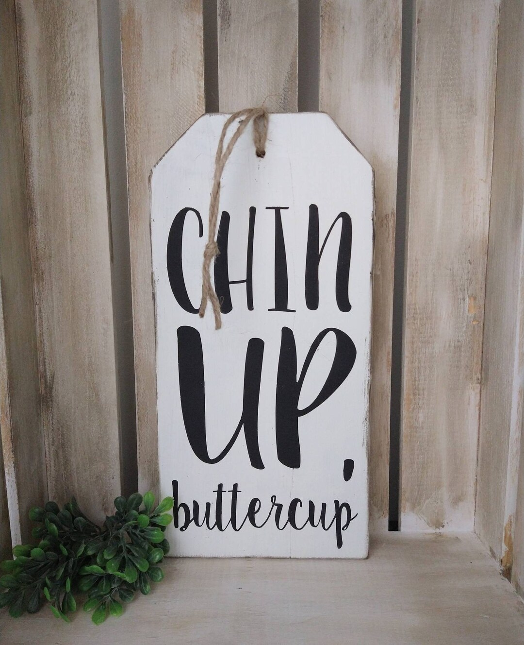 Chin up Buttercup Farmhouse Sign, Wood Wall Art, Rustic Home Decor Tag ...