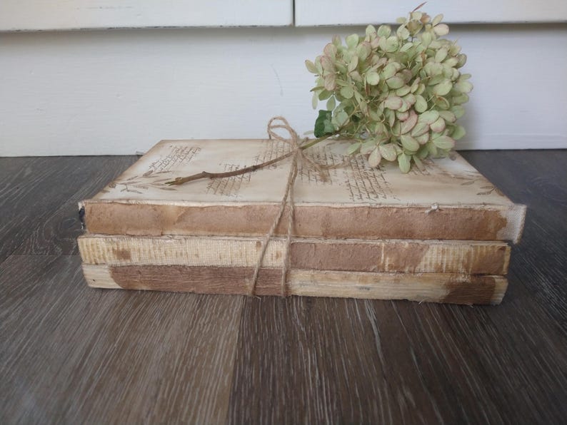 Vintage Book Decor, Stack of Old Books, Unbound Books, Distressed Books ...