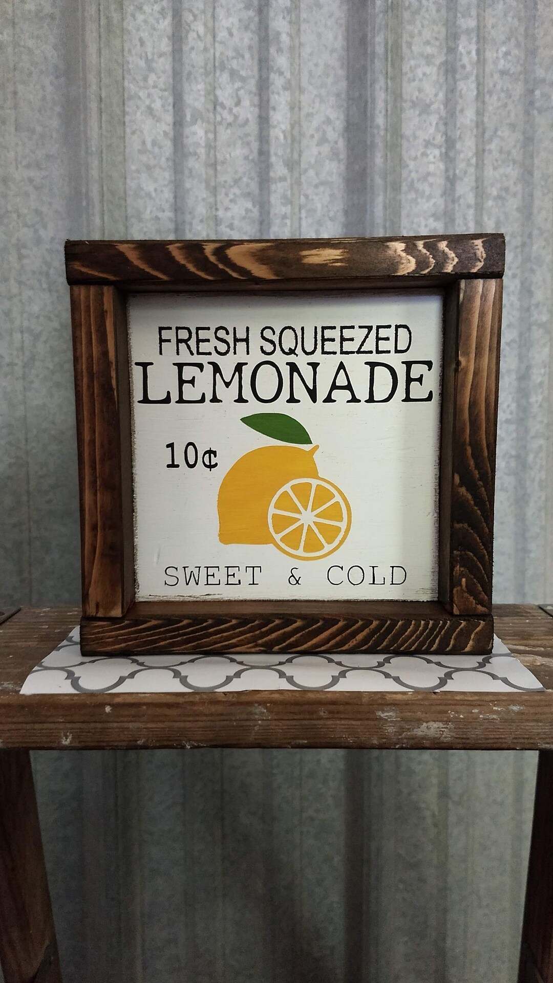 Freshed Squeezed Lemonade Farmhouse Sign Wood Wall Art Rustic Home