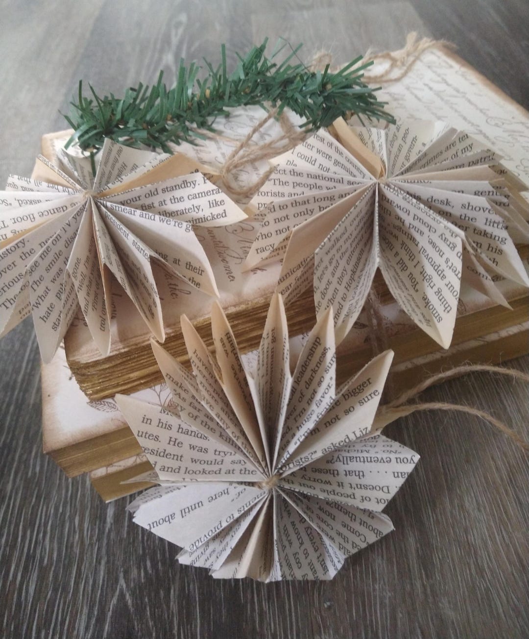 Vintage Book Page Ornaments, Christmas Decor, Book Themed Party Decor ...