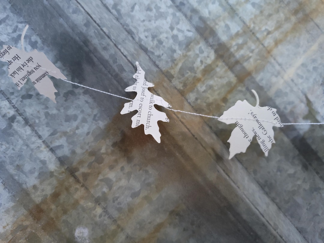 Fall Leaves Mini Vintage Book Page Garland, Book Themed Party Decor ...