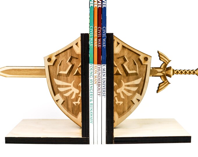Bookends, Zelda, Hylian Shield & Master Sword, Book Ends - Etsy
