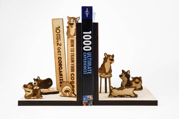 Bookends Corgi Mayhem - Etsy