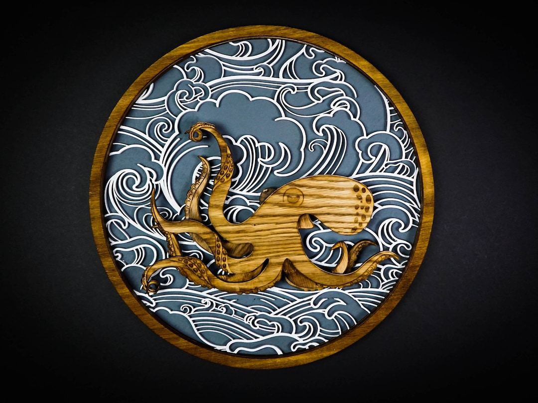 Kraken, Octopus, Japanese, Ocean, Wall Art, Customize Colors - Etsy