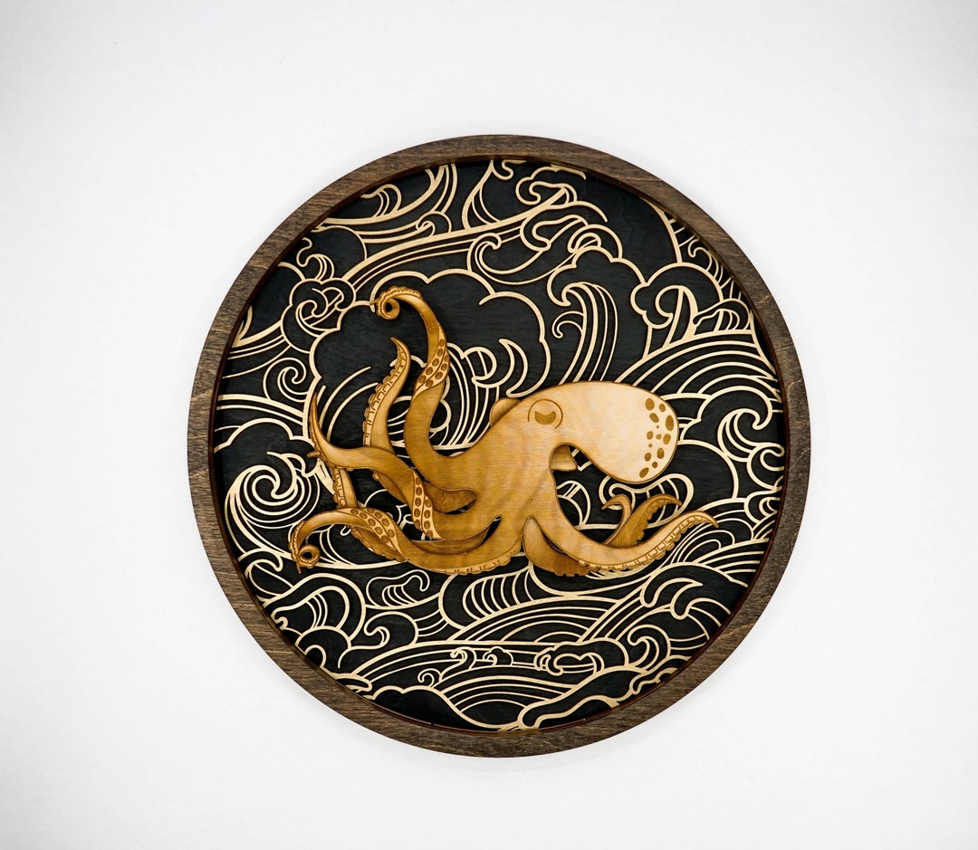 Kraken, Octopus, Japanese, Ocean, Wall Art, Customize Colors - Etsy